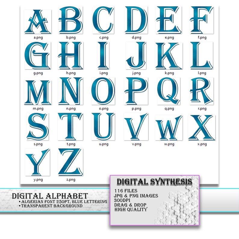 DIGITAL ALPHABET LETTERING Star Metal Blue Metallic Foiled - Etsy