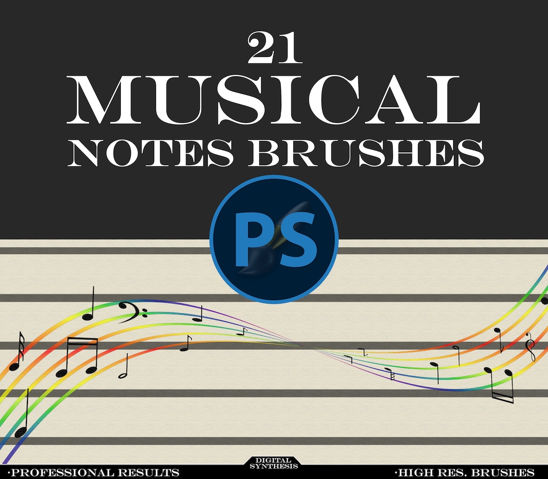 21 MUSICAL NOTES, Brushes for Photoshop. Seamless, Make Music Sheets ...