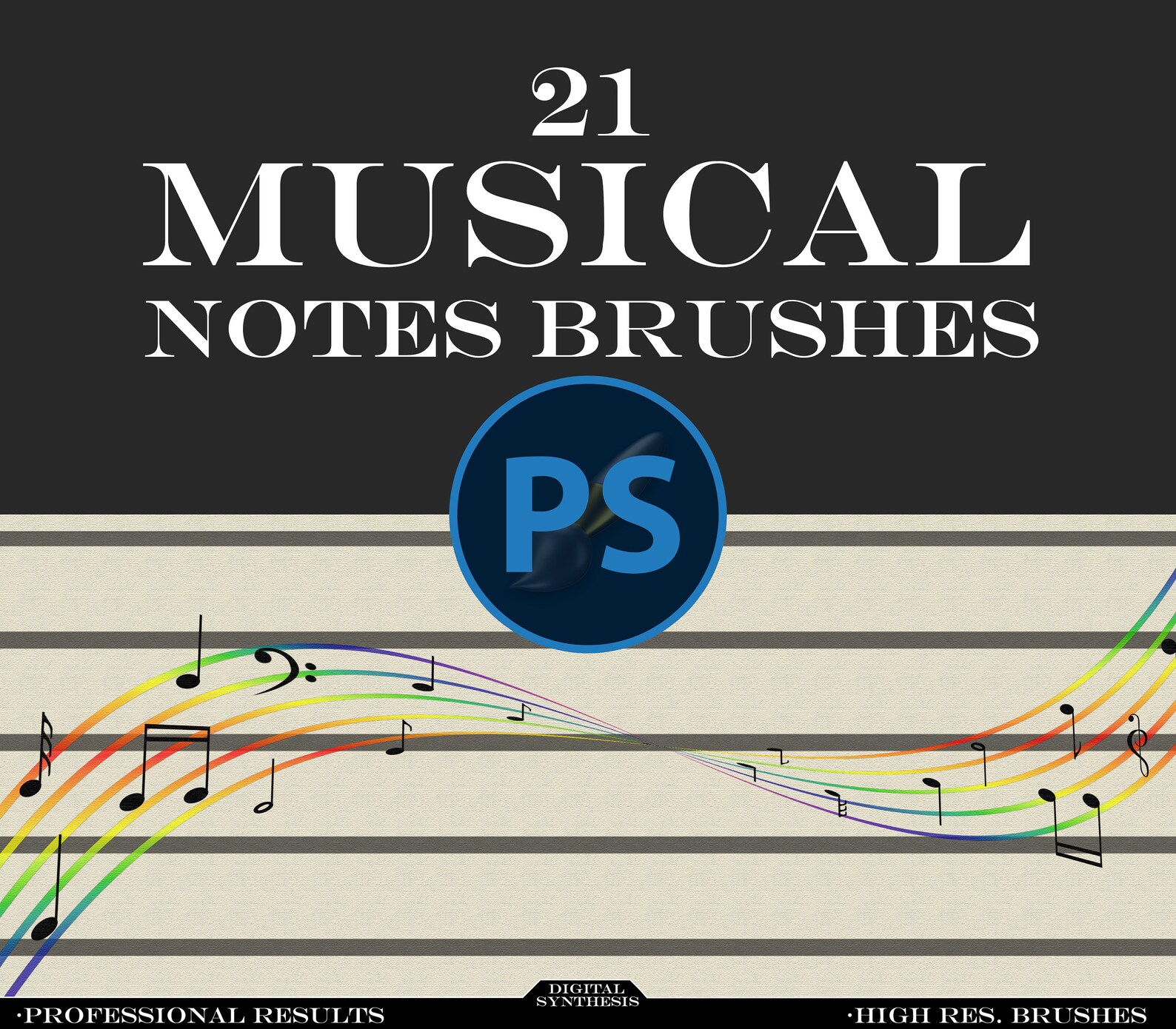 21 MUSICAL NOTES, Brushes for Photoshop. Seamless, Make Music Sheets ...