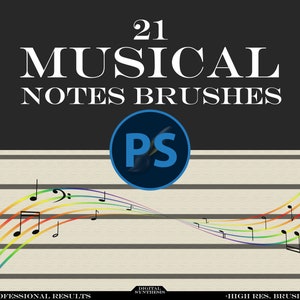 21 MUSICAL NOTES, Brushes for Photoshop. Seamless, Make Music Sheets ...