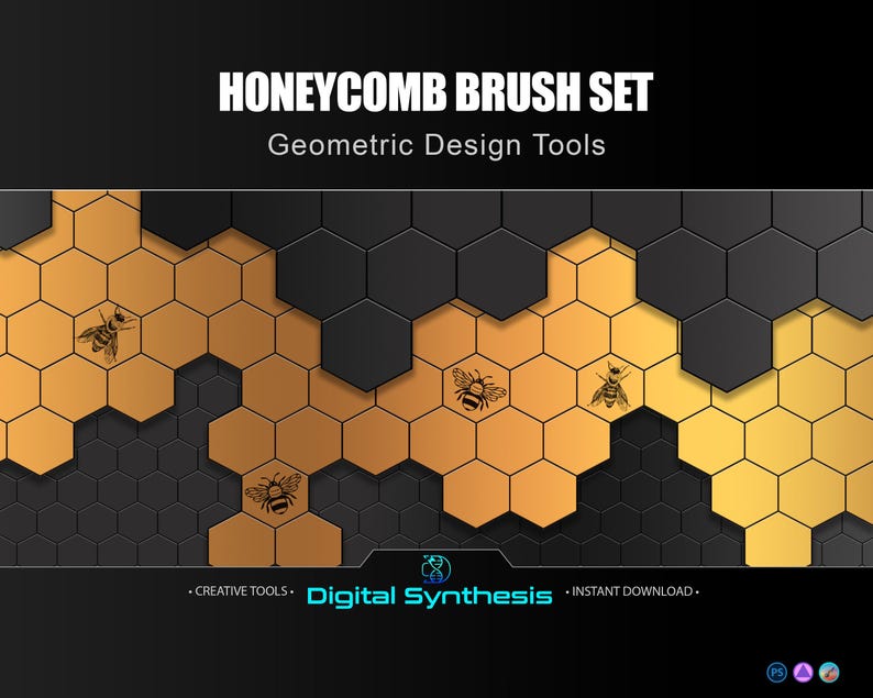 Honeycomb Brush Set With Solid, Wireframe and Scatter Hexagon Brushes ...