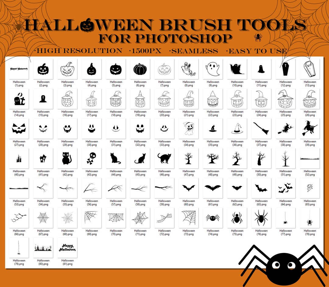 81 HALLOWEEN BRUSHES, for Photoshop, High Resolution and Seamless ...