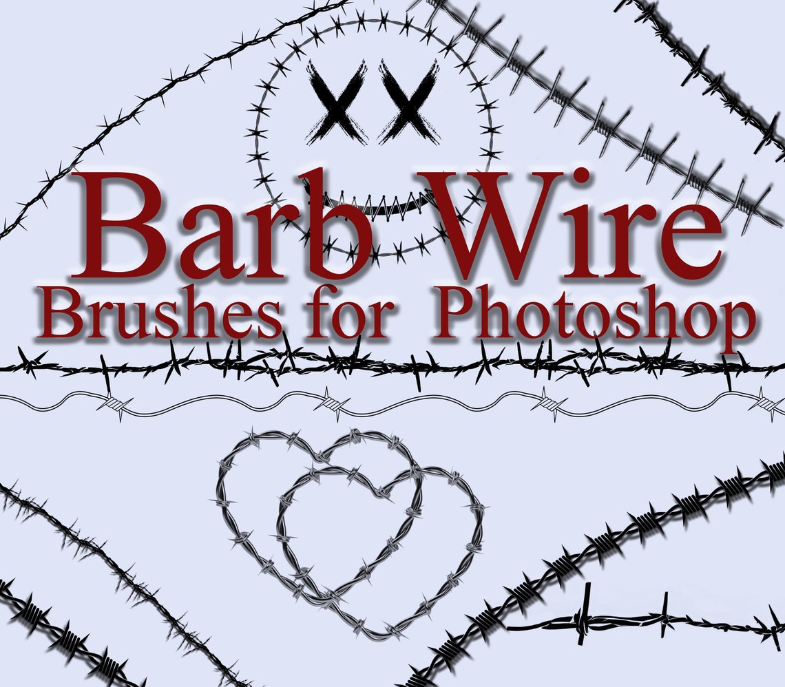38 BARBED WIRE BRUSHES, for Photoshop, Seamless, Realistic, Silhouette ...