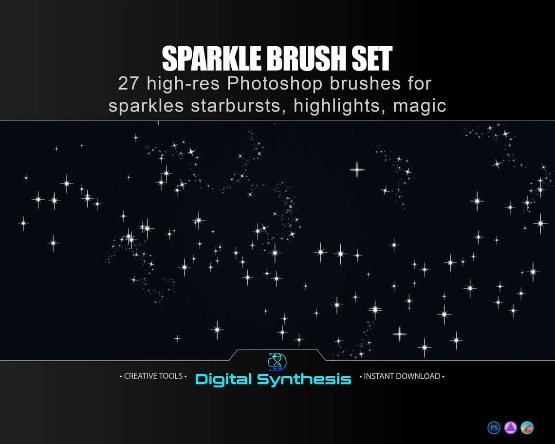 Sparkle Brush Pack for Photoshop – 27 High‑res Starburst and Scatter ...
