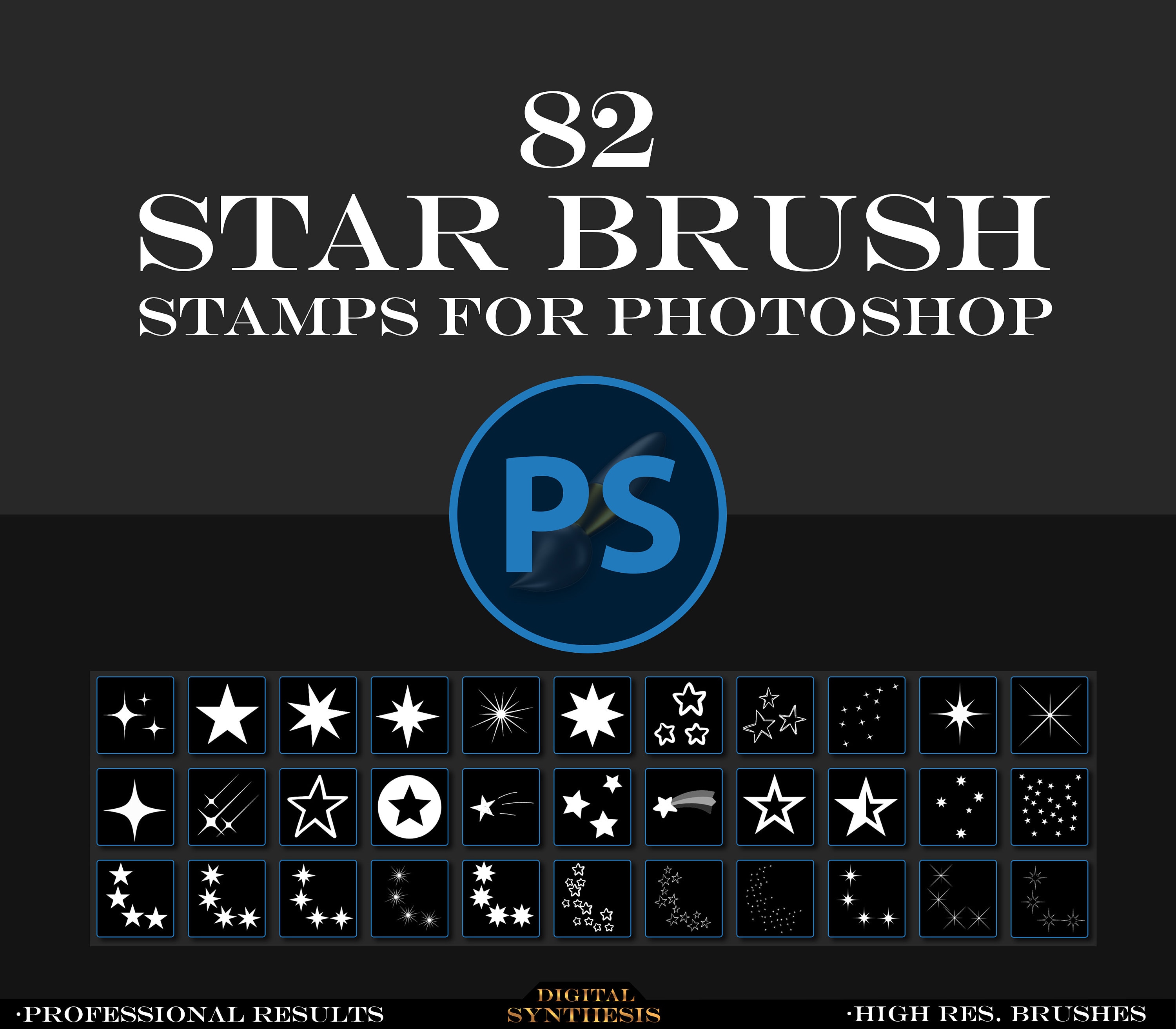 Star Brushes for Photoshop Brush Stamp Design Overlay for Clipart Craft ...