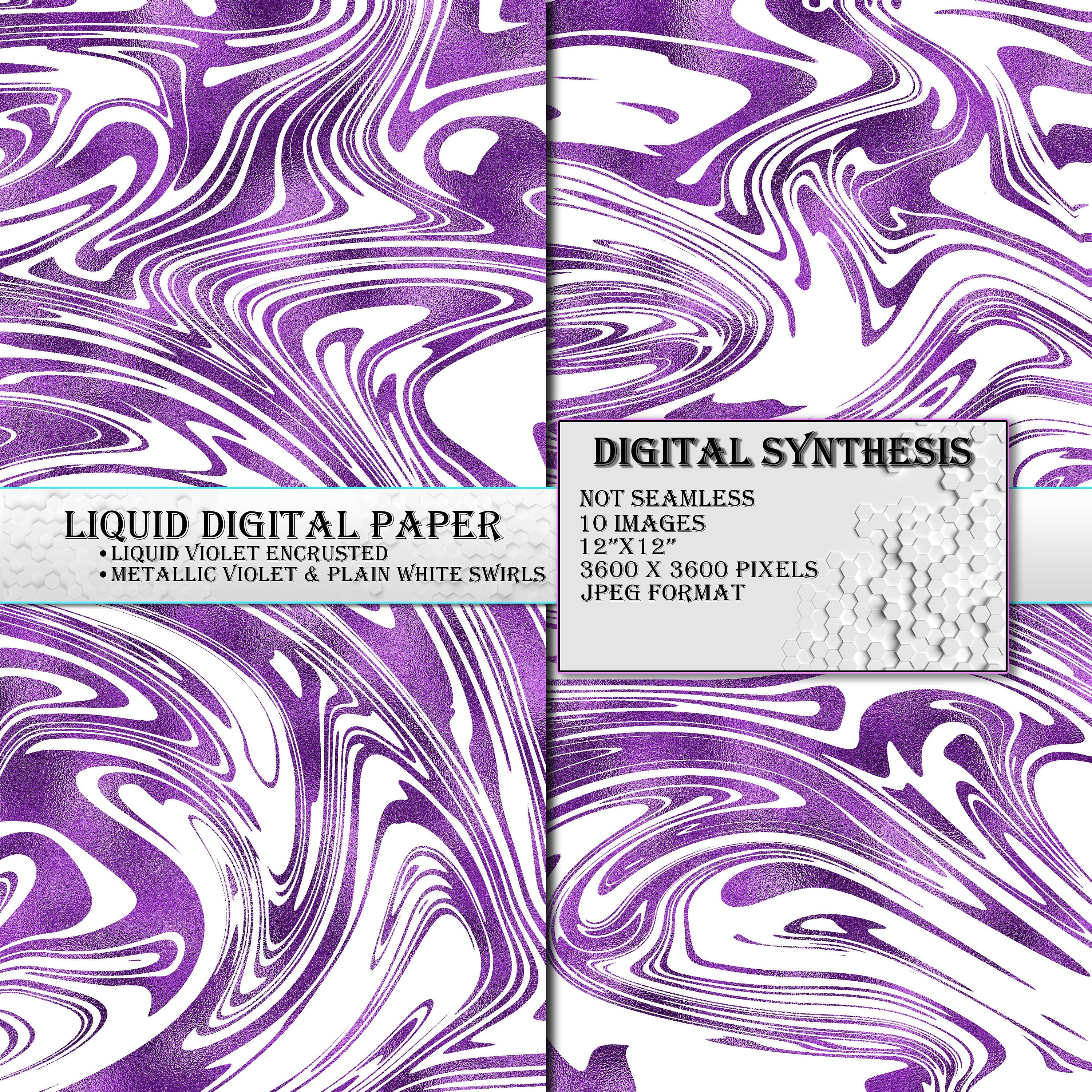 LIQUID DIGITAL PAPER, Violet & Simple White Swirls, Use With Design ...