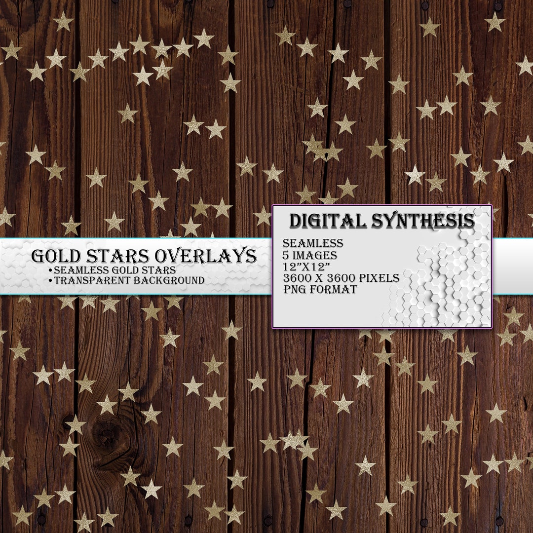 GOLD STAR OVERLAYS, Seamless, Transparent Backgrounds - Etsy