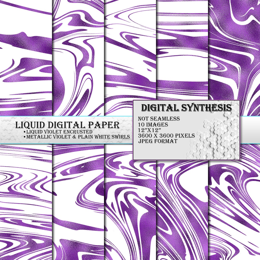 LIQUID DIGITAL PAPER, Violet & Simple White Swirls, Use With Design ...
