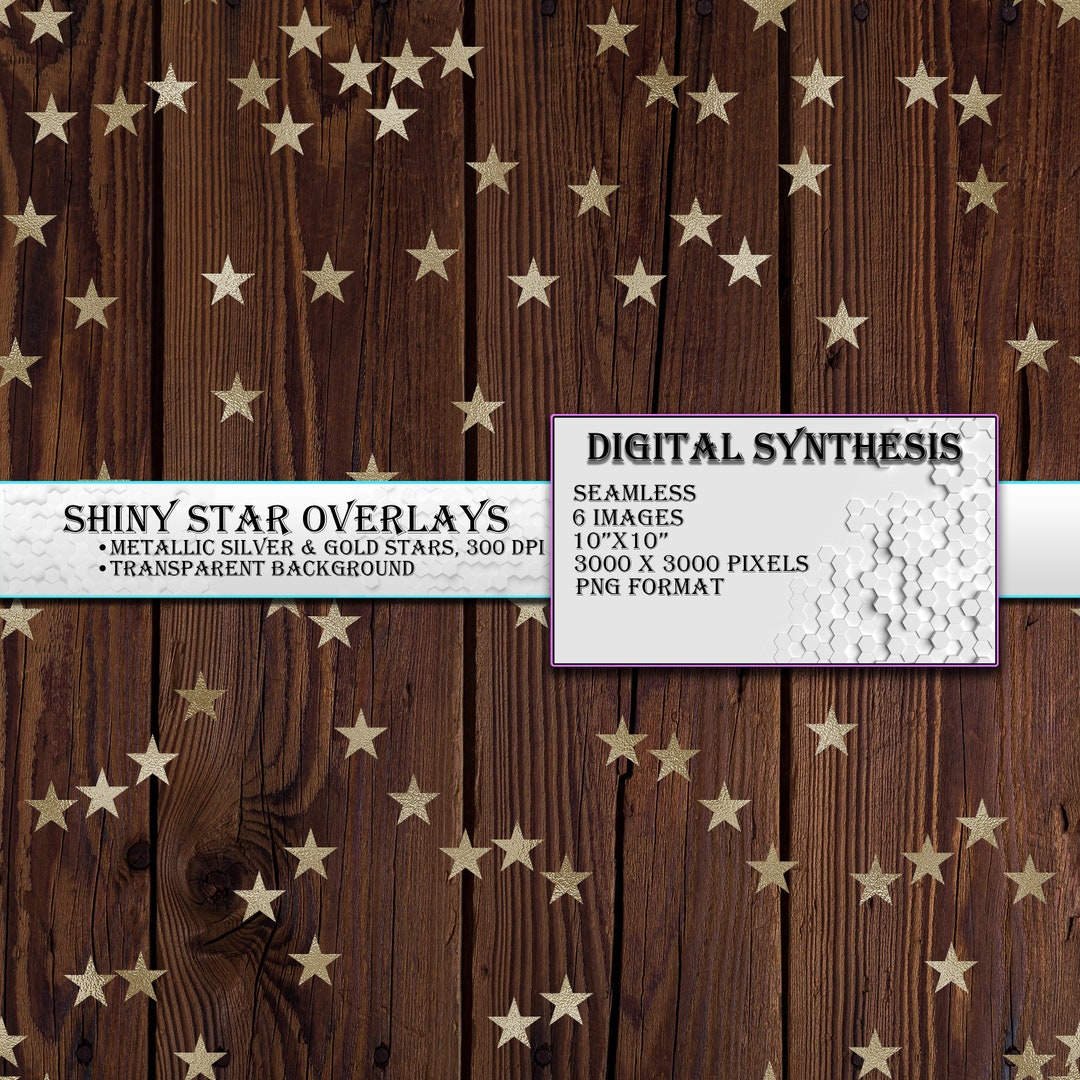 GOLD & SILVER STAR, Overlays, Seamless, 300dpi, 10"x10", 3000x3000 ...