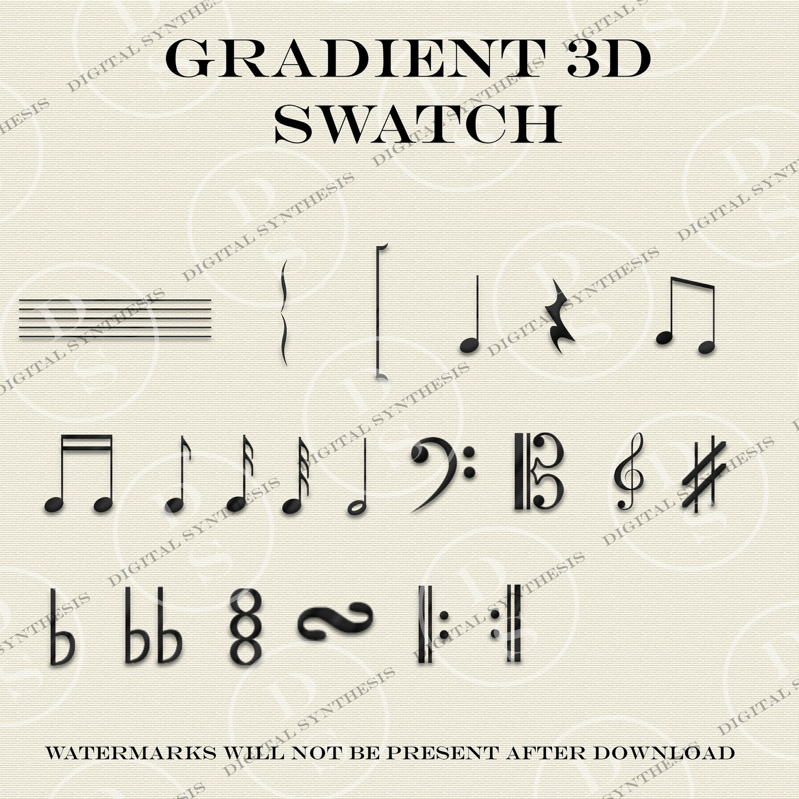 21 MUSICAL NOTES, Brushes for Photoshop. Seamless, Make Music Sheets ...
