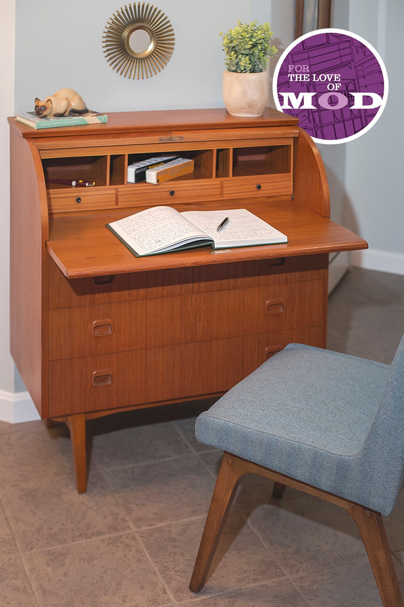 Mid century roll top desk store