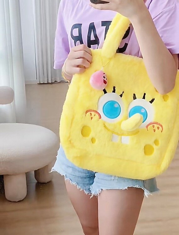Spongebob Squarepants Fluffy Big Head Yellow Shoulder Bag - Etsy