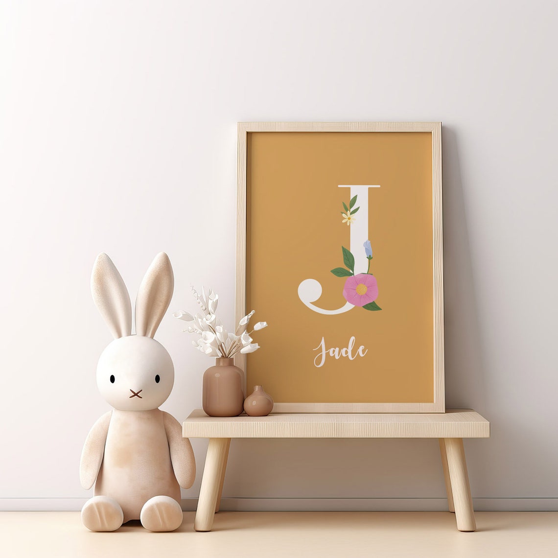 Custom Flower Name Print Wall Art Personalised Initial Wildflowers ...