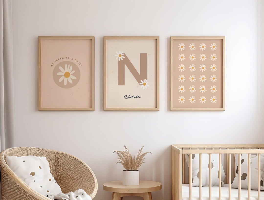 Personalised Printable Daisy Wall Art Set of 3, Custom Flower Poster ...