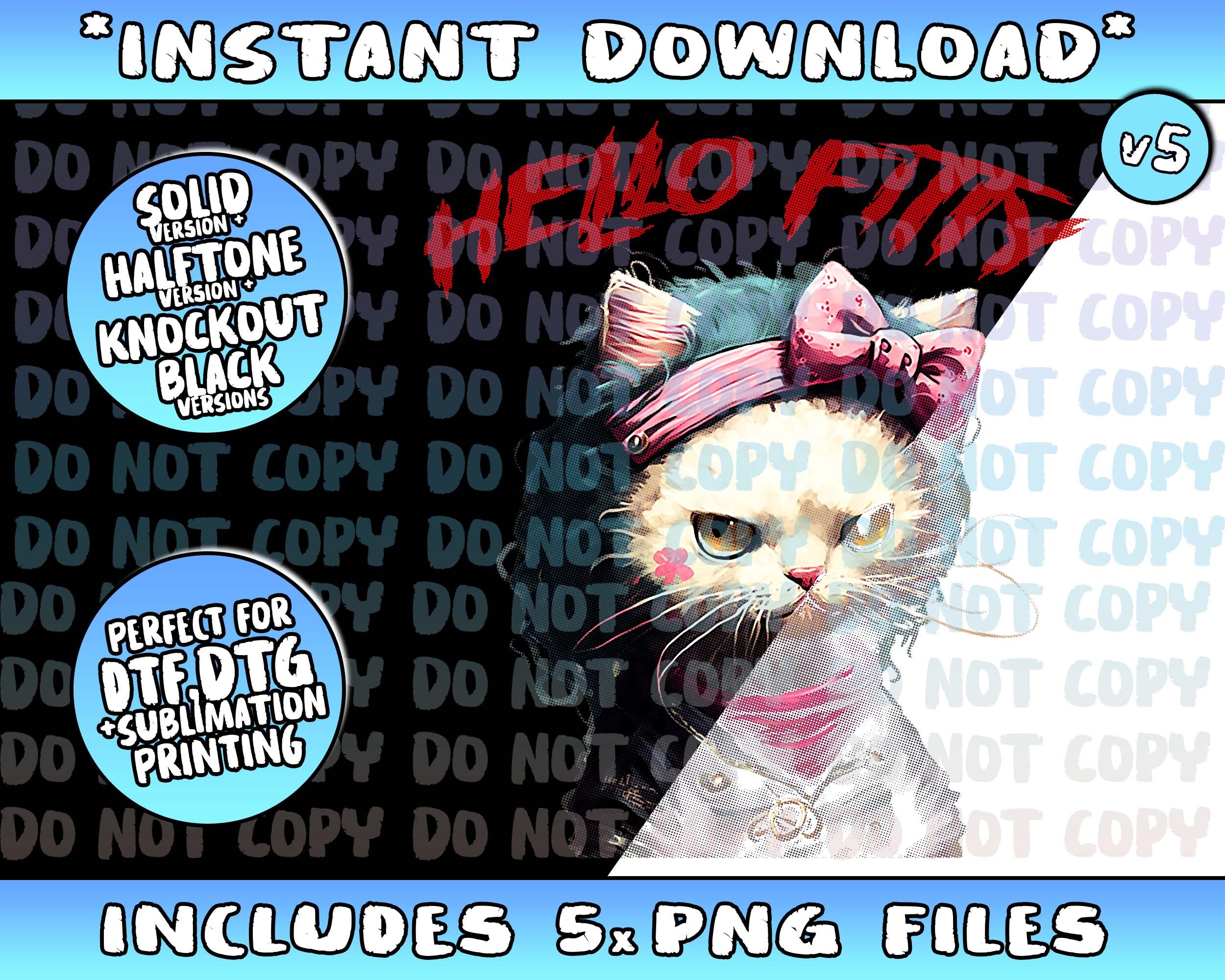 Hello Fitty Funny Cat Kitty Horror Movies Cute Halloween - Etsy