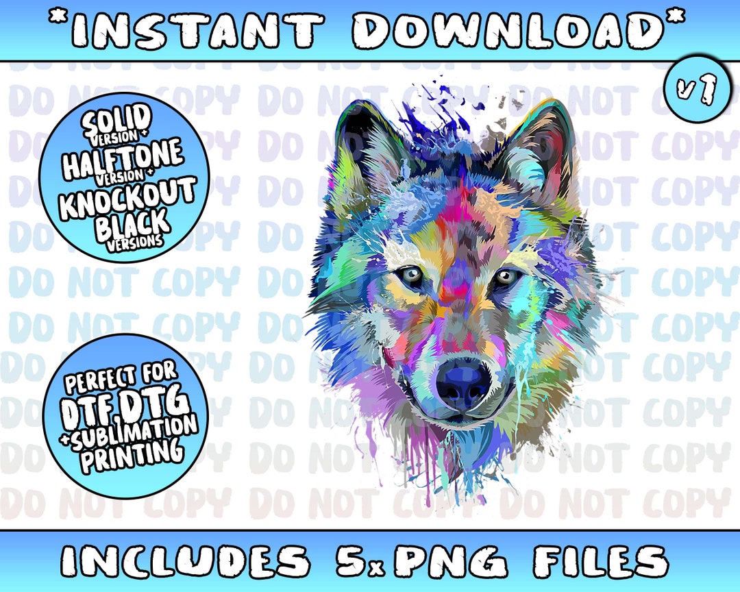 Wolf Splash Art Animal Face Wolf Lover - Etsy
