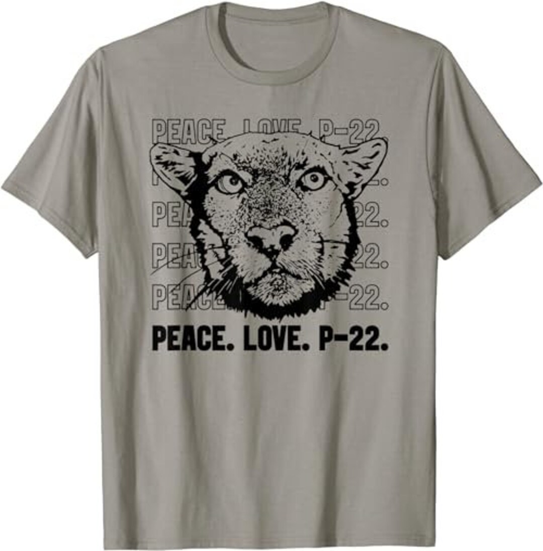 P-22 Mountain Lion Legend LA California Art P22 Peace Love T-shirt ...
