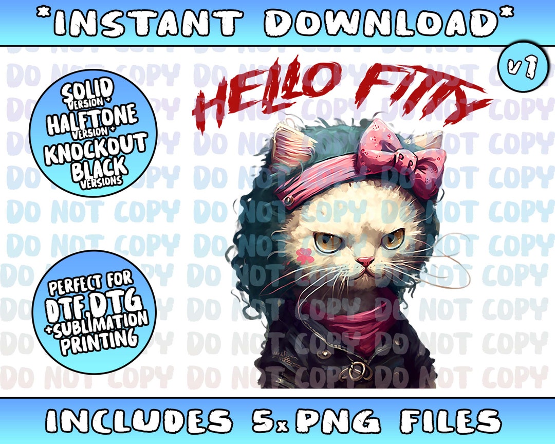 Hello Fitty Funny Cat Kitty Horror Movies Cute Halloween - Etsy