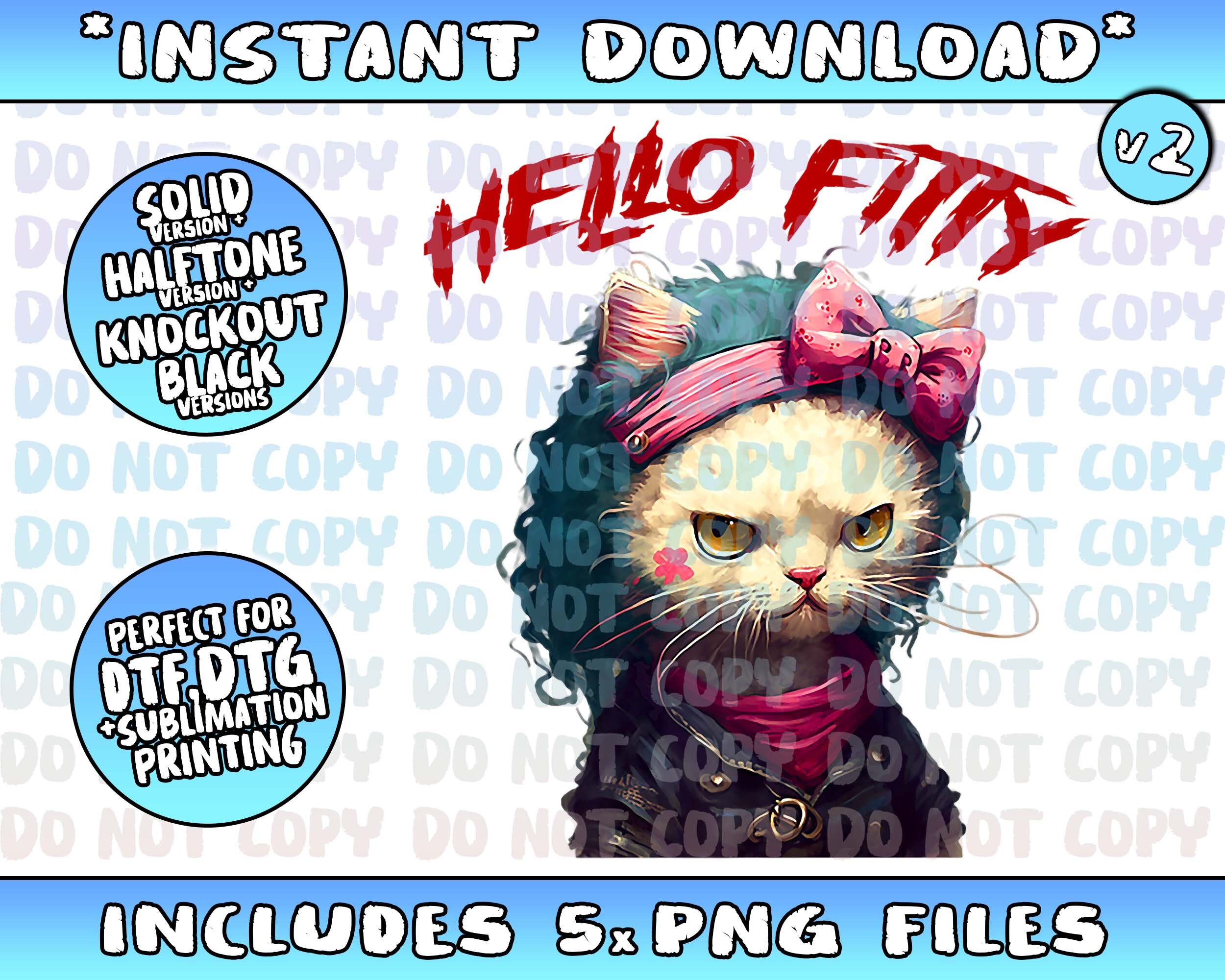 Hello Fitty Funny Cat Kitty Horror Movies Cute Halloween - Etsy