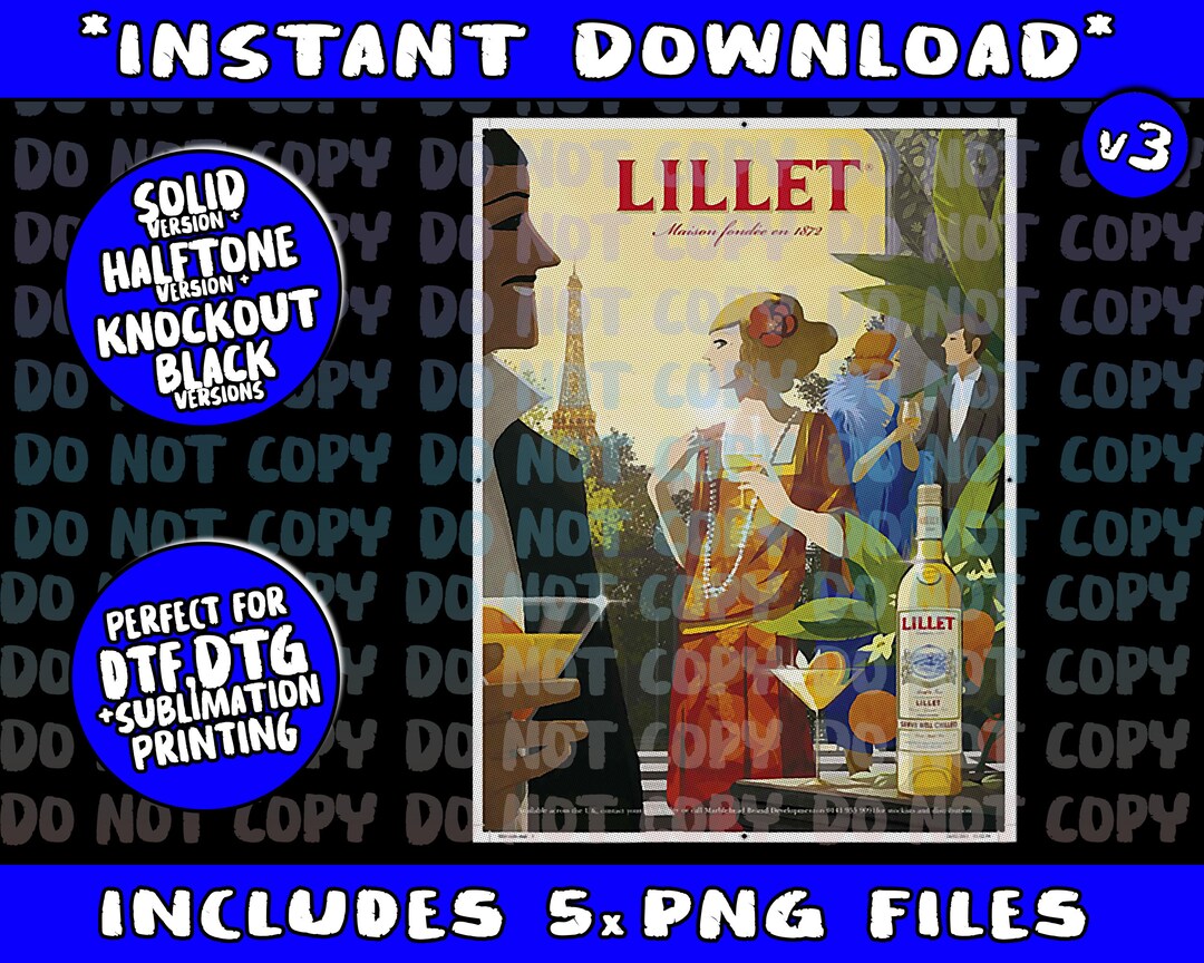 Vintage Lillet Poster Art Png Bundle, Trending Png, Popular Printable ...