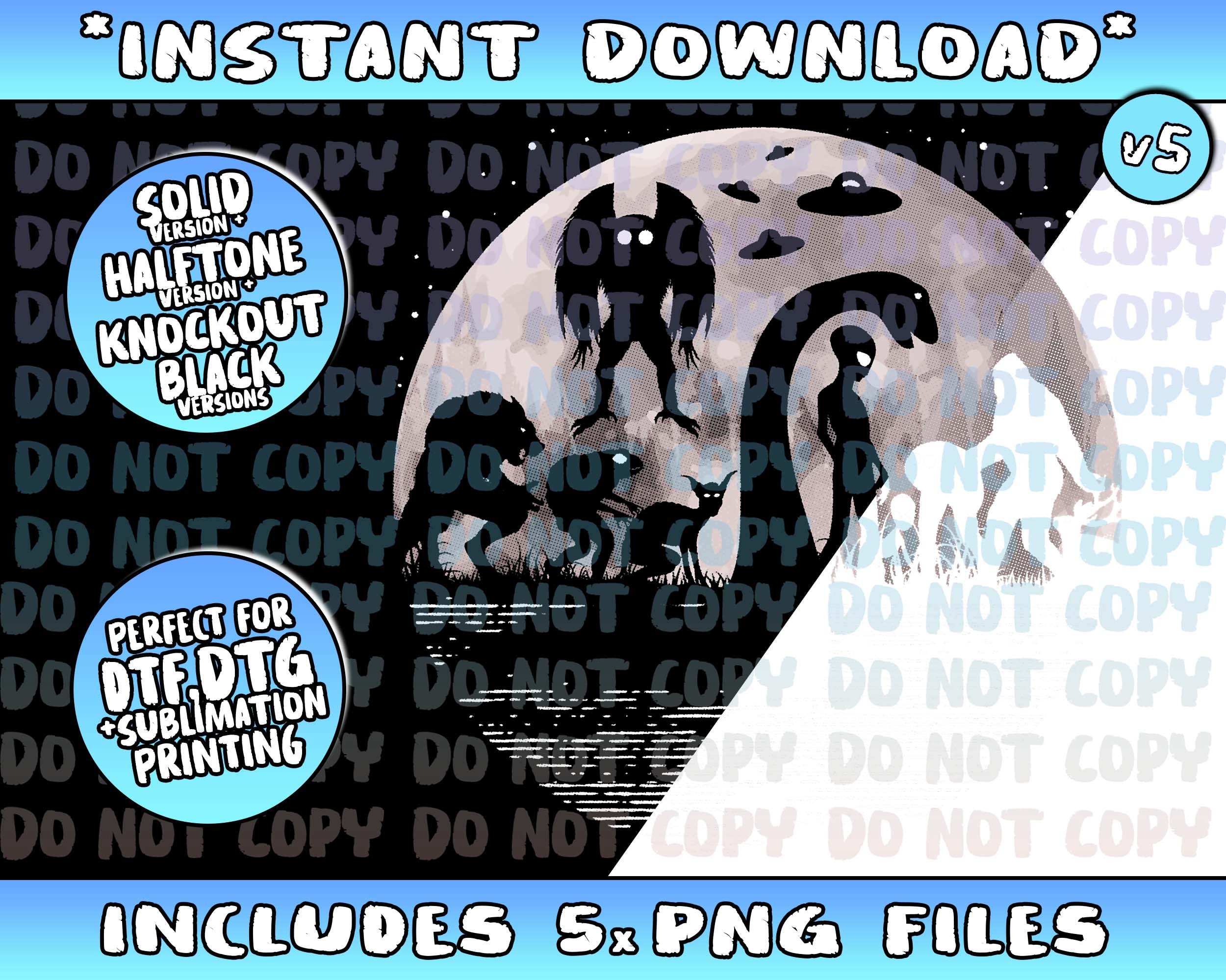 Bigfoot Loch Ness Monster Mothman and Aliens Funny Cryptid Png Bundle ...