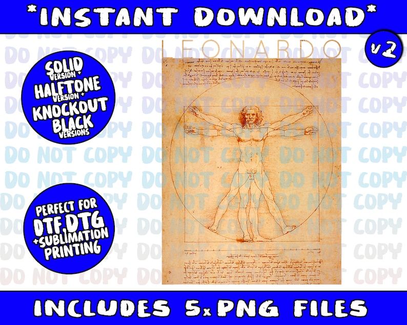 Vitruvian Man Leonardo Da Vinci Art for Artists Png Bundle, Trending ...