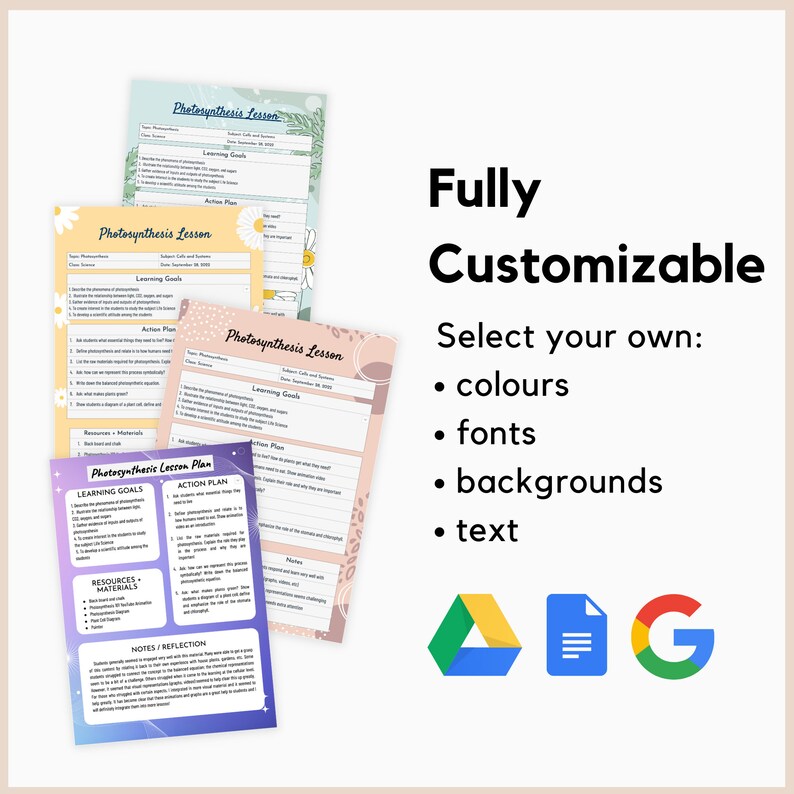 Customizable Lesson Planners Editable in Google Docs Digital Lesson ...