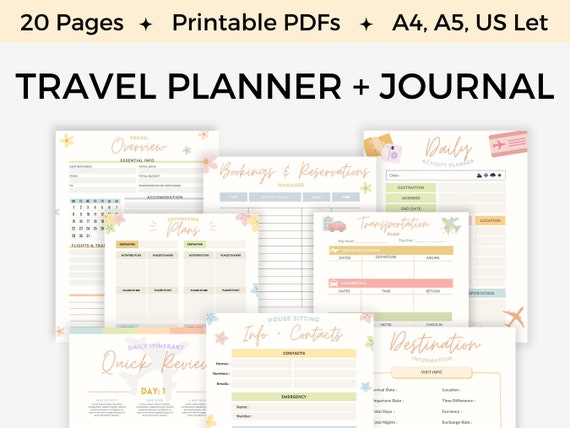 Digital Travel Planner Travel Journal Travel Itinerary - Etsy