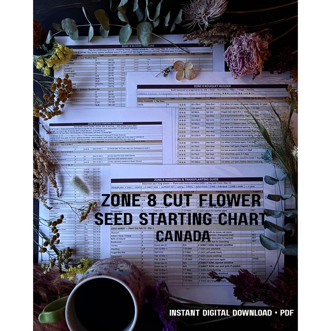 Zone 8 Seed Starting Chart | Mild Coastal Canada Cut Flower Planner ...