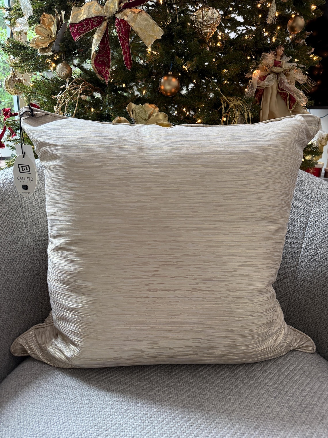 Callisto Home Gold Metallic Golden 24x24 Textured Square Decorative ...