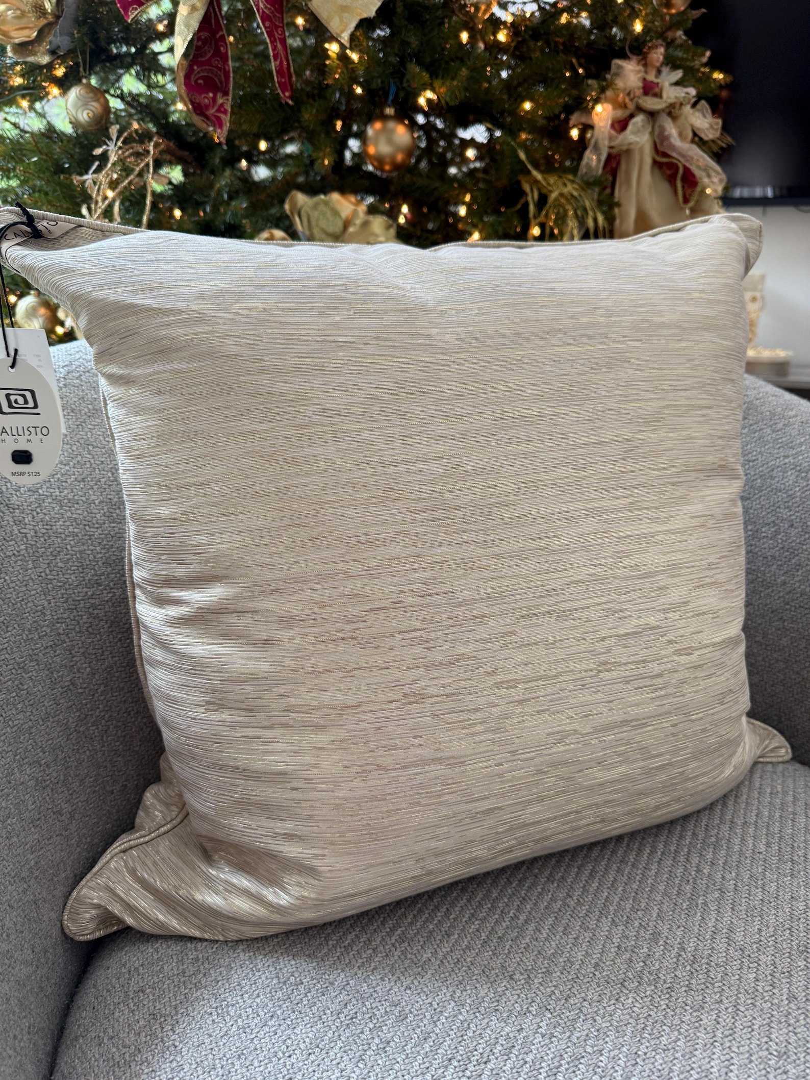 Callisto Home Gold Metallic Golden 24x24 Textured Square Decorative ...