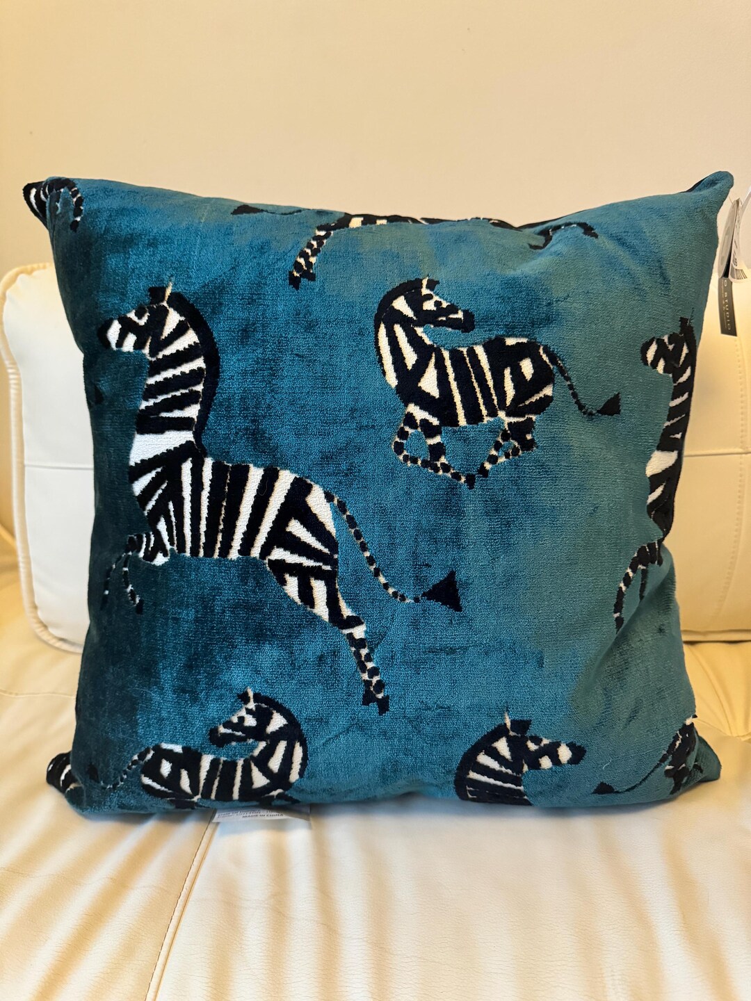 Soho Studio Austin Horn 23x23 Kona Zebra Blue Teal Black Velvet Luxury ...