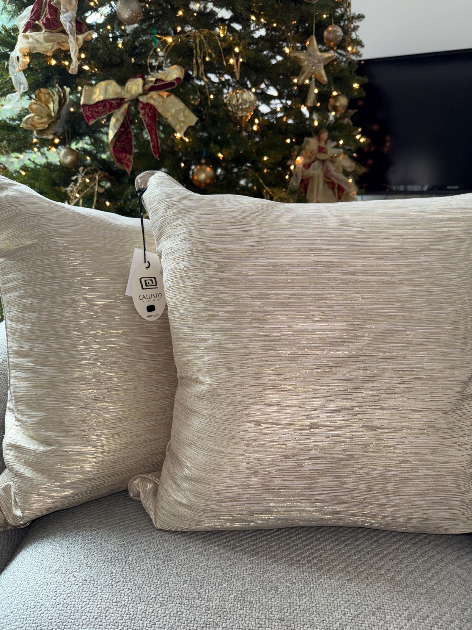 Callisto Home Gold Metallic Golden 24x24 Textured Square Decorative ...