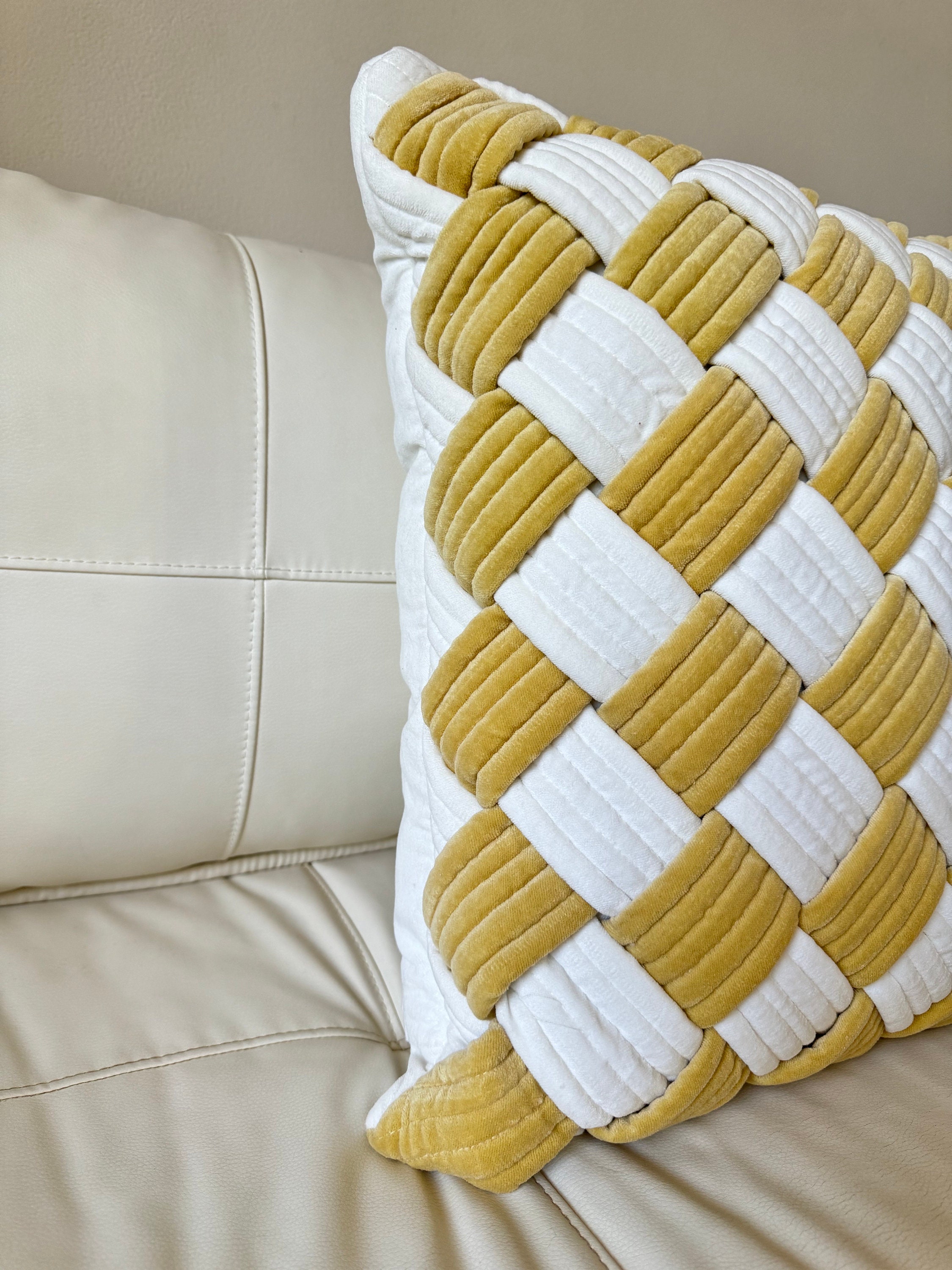 The World Traveler Collection India 20x20 Yellow White Braided Woven ...