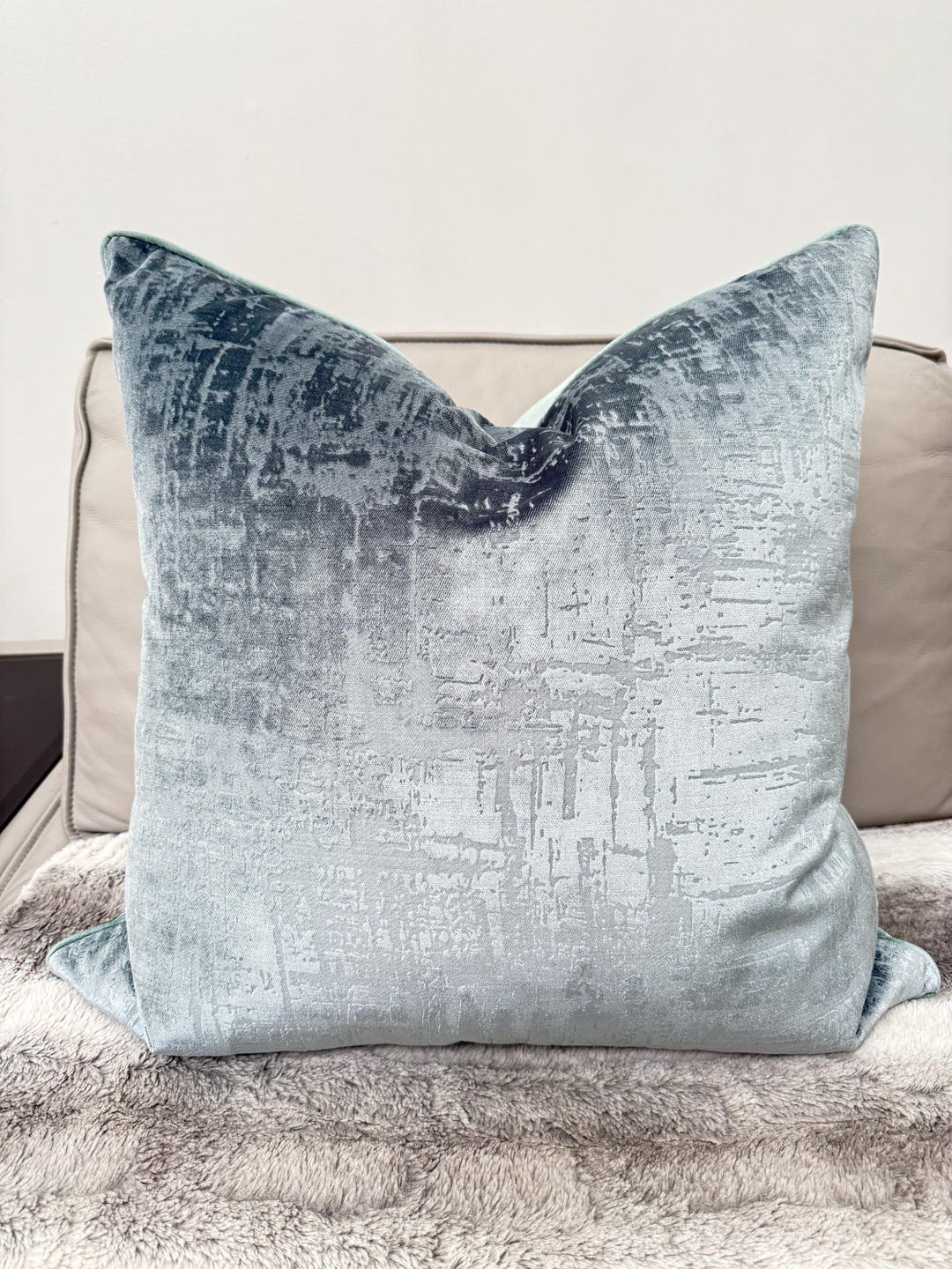 Callisto Home Light Blue 24x24 Textured Velvet Square Decorative Decor ...