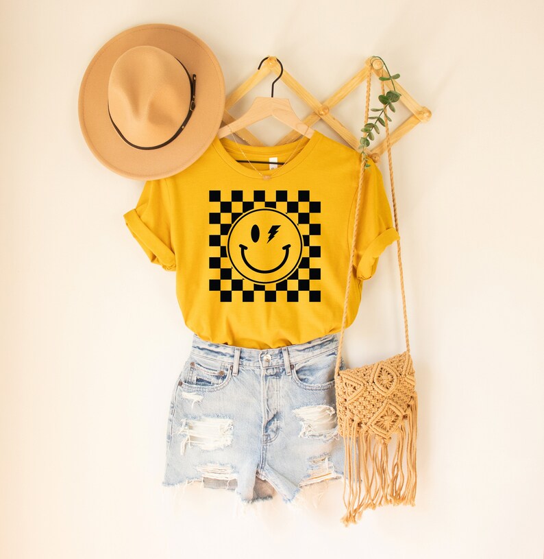 Checkers Smiley Face Shirt, Smiley Face Shirt, Peace Sign Shirt, Smiley ...
