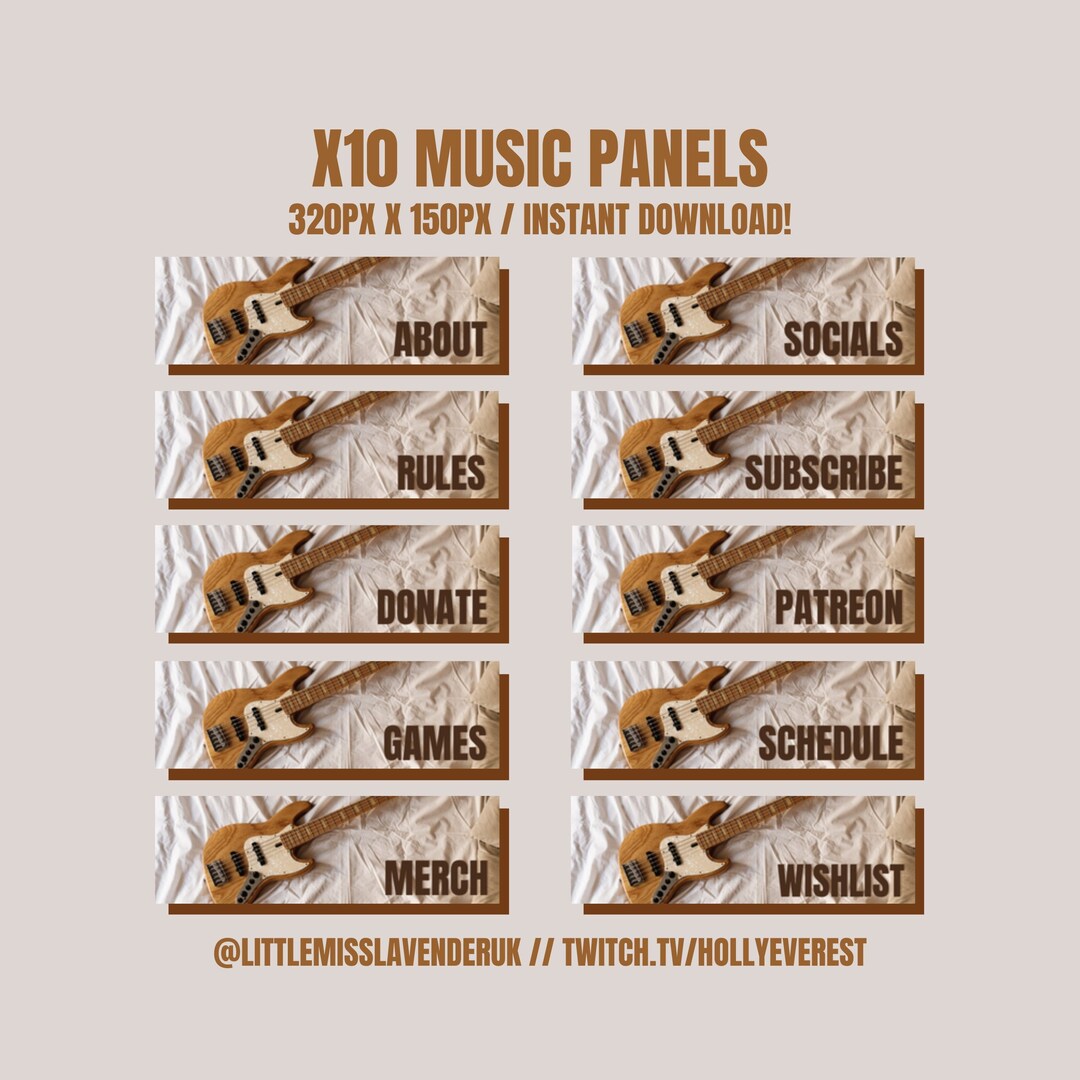 X10 Music Themed Panels for Twitch/streaming. Instant Download! - Etsy