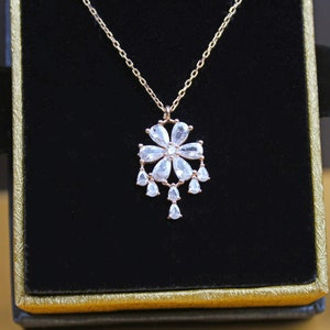 Jasmine Flower With Crystal Drop Stone Necklace, Drop Gemstone Flower ...