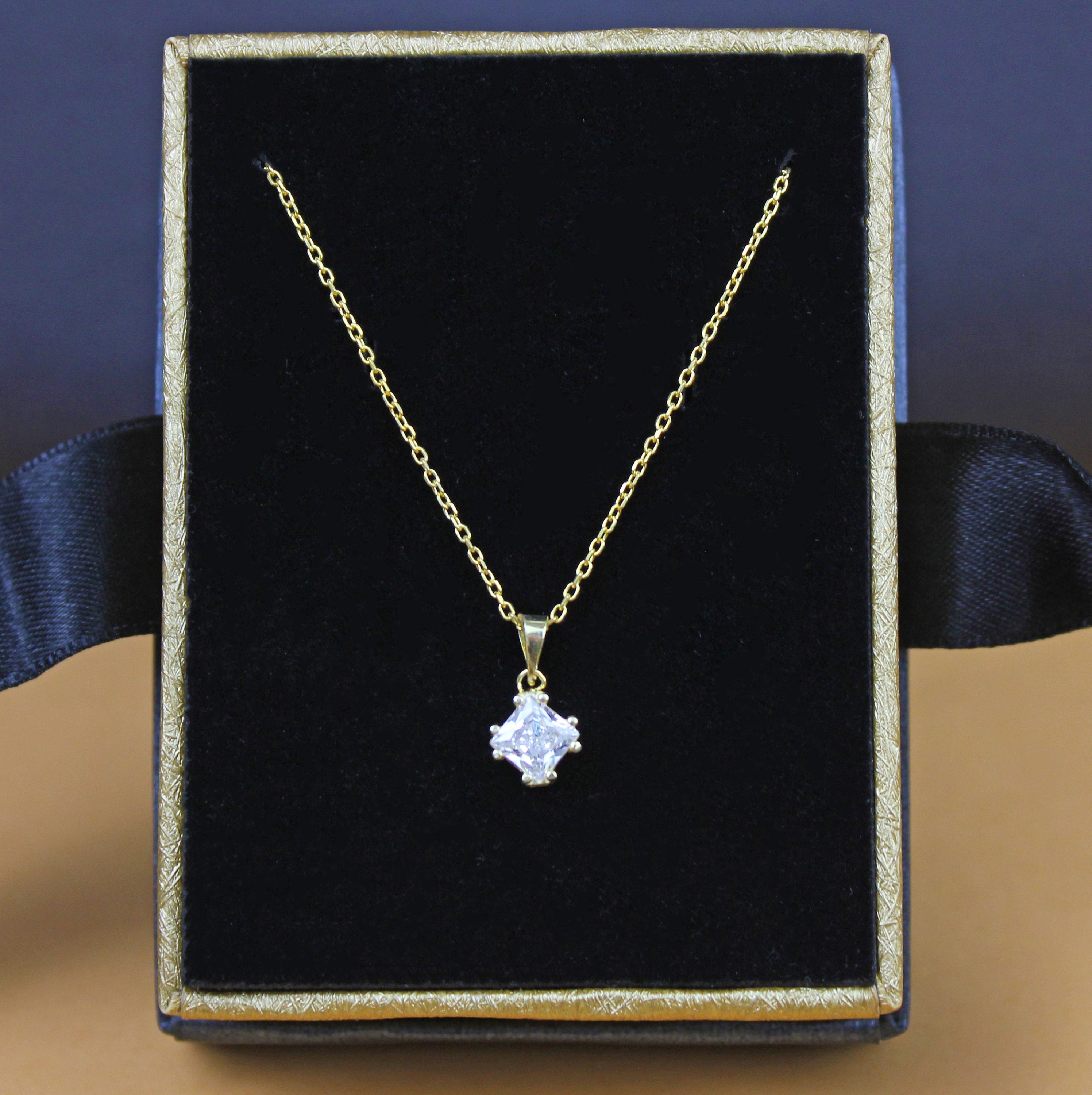 Dainty Diamond Necklace Floating Diamond Solitaire Necklace Minimalist ...