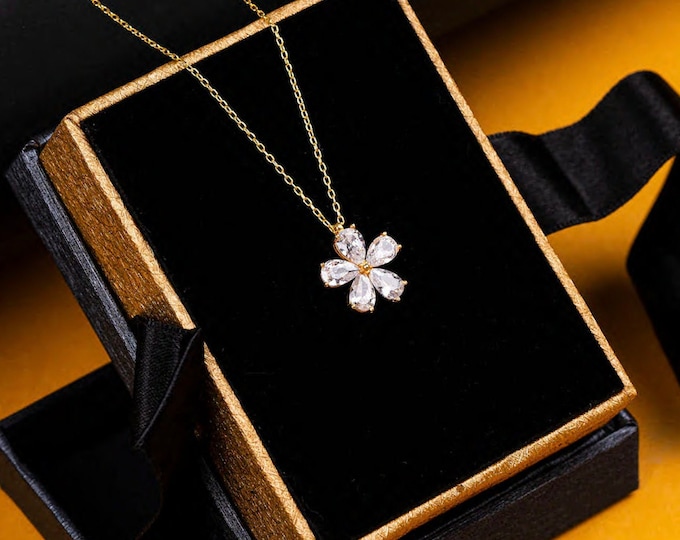 Jasmine Flower Necklace, Small Silver Flower Jewellery, Jasmine ...