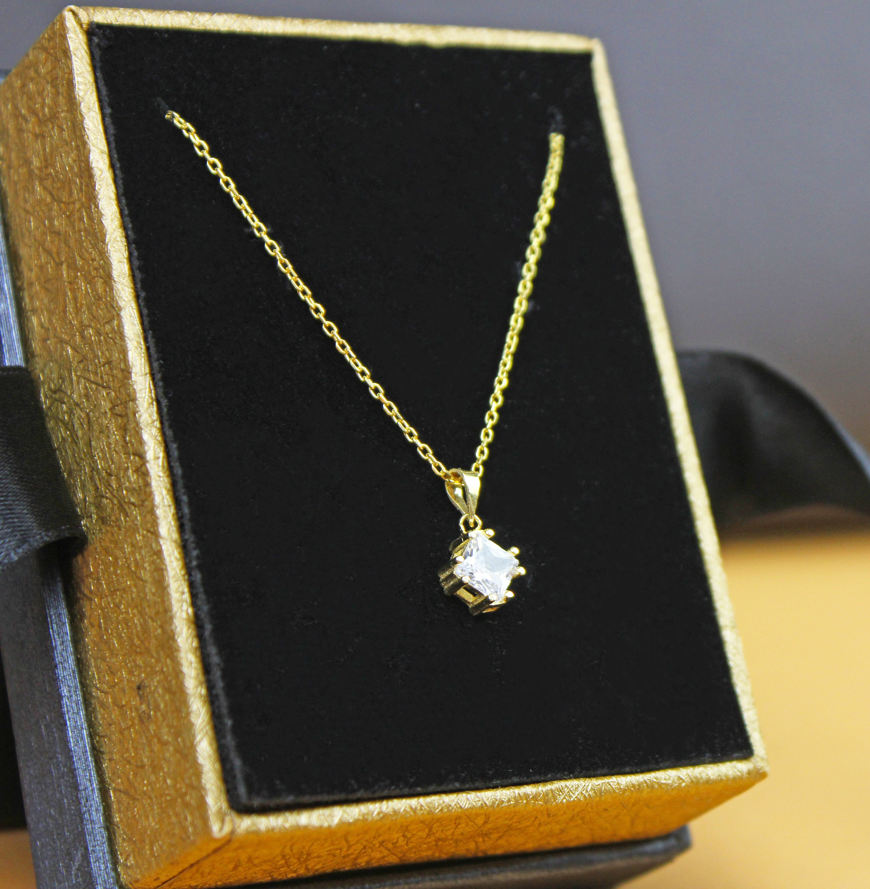 Dainty Diamond Necklace Floating Diamond Solitaire Necklace Minimalist ...