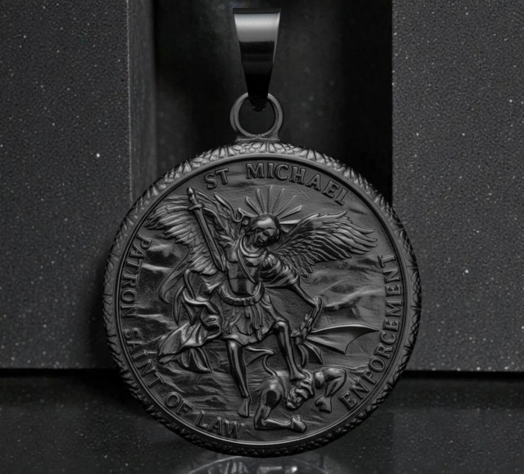St. Michael Archangel Sterling Silver Pendant | Two-sided Medal - Etsy
