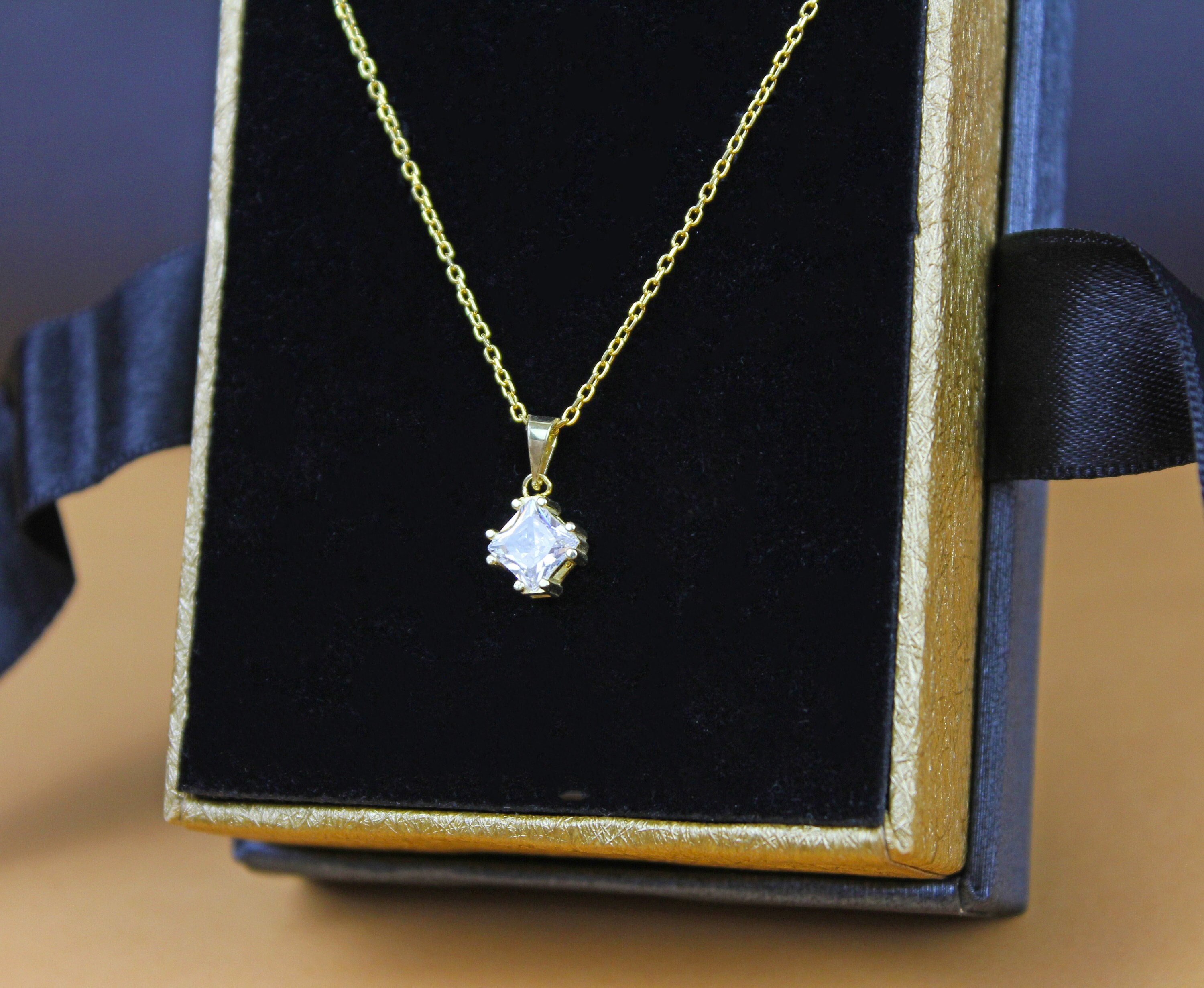 Dainty Diamond Necklace Floating Diamond Solitaire Necklace Minimalist ...