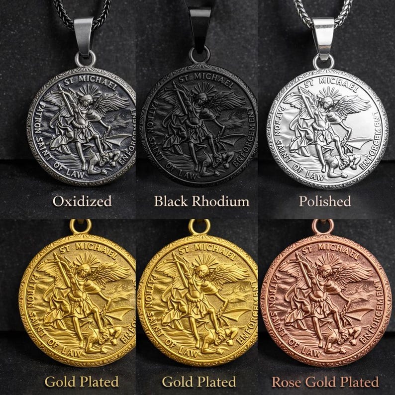 St. Michael Archangel Sterling Silver Pendant | Two-sided Medal - Etsy