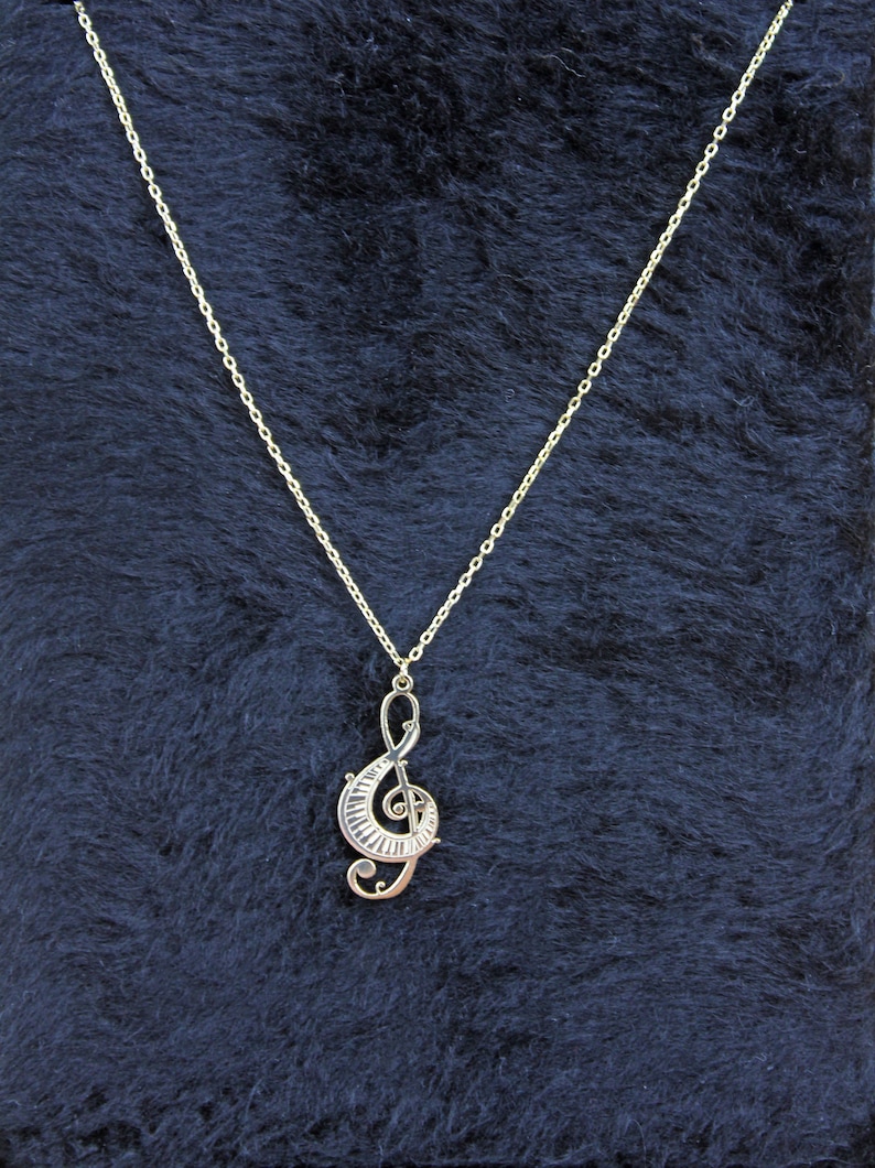 925K Silver Treble Clef Necklace G Clef Pendant Musical Jewelry Music ...