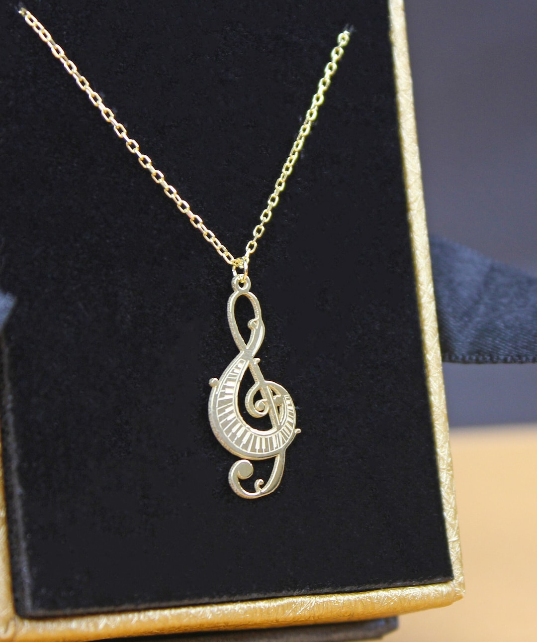 925K Silver Treble Clef Necklace - G Clef Pendant - Musical Jewelry ...