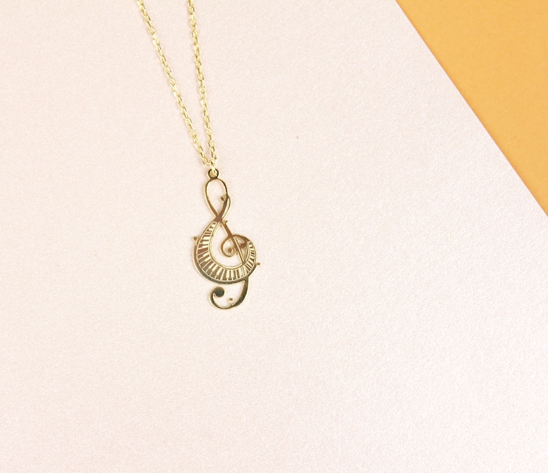 925K Silver Treble Clef Necklace - G Clef Pendant - Musical Jewelry ...