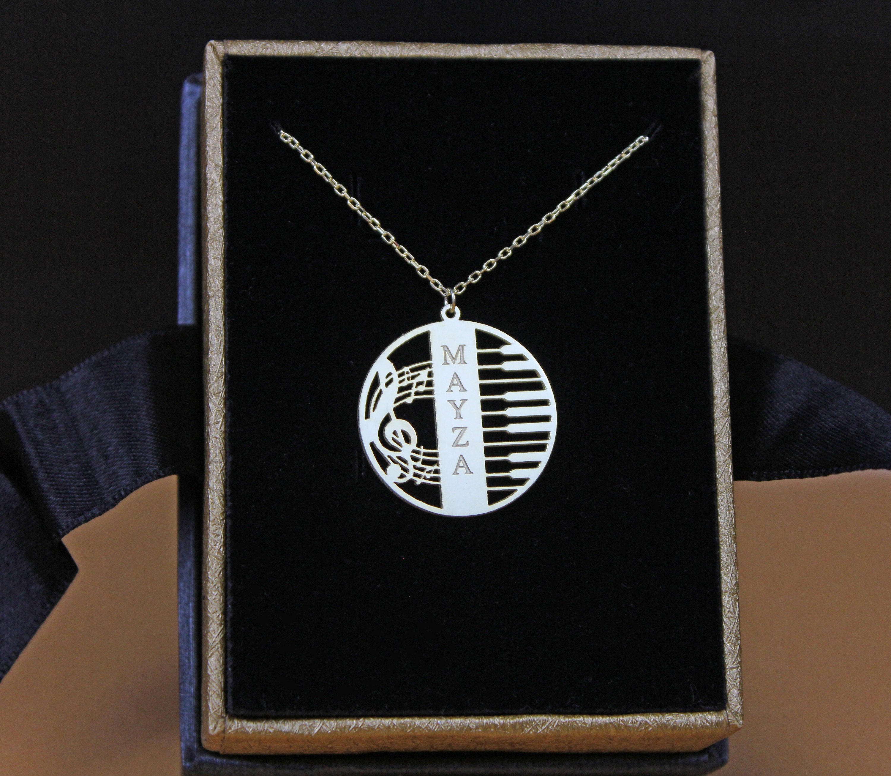 Custom Treble Clef Necklace, Treble Clef With Piano Key Jewelry, Music ...