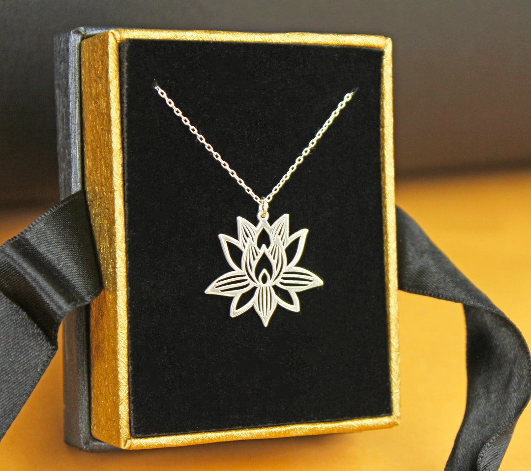 Lotus Flower Necklace,sacred Lotus Pendant,silver Lotus Flower Necklace ...