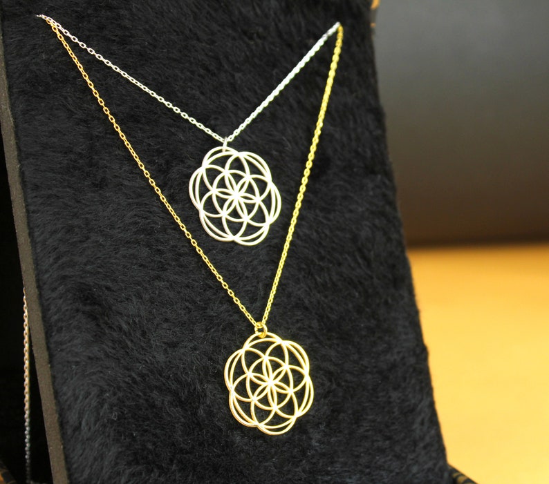 Gold Plated Sacred Geometry Necklace: Sterling Silver Circle of Life ...